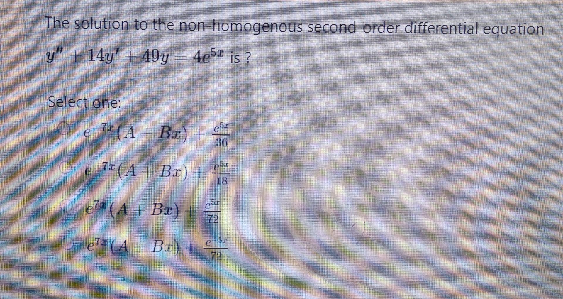 Solved The solution to the non-homogenous second-order | Chegg.com