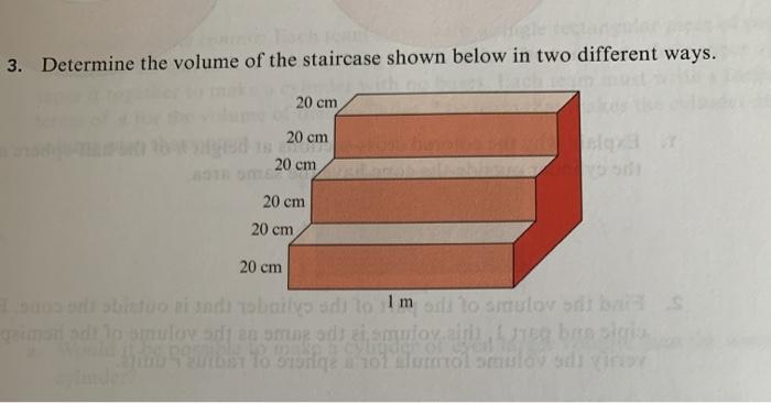 Solved 3. Determine the volume of the staircase shown below | Chegg.com