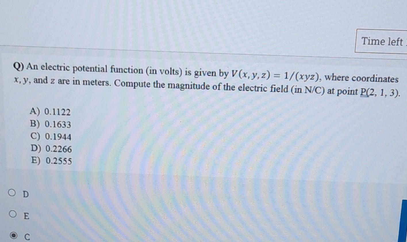 Solved Q) An electric potential function (in volts) is given | Chegg.com