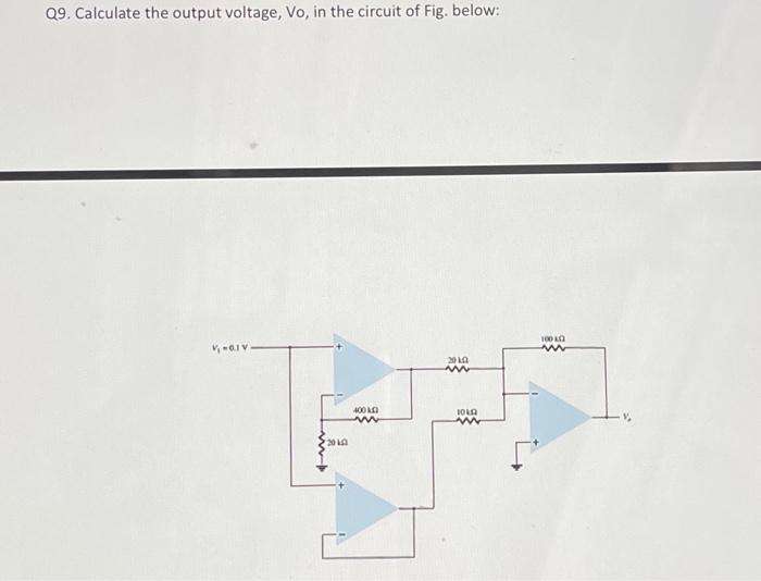 Solved Q9. Calculate the output voltage, Vo, in the circuit | Chegg.com