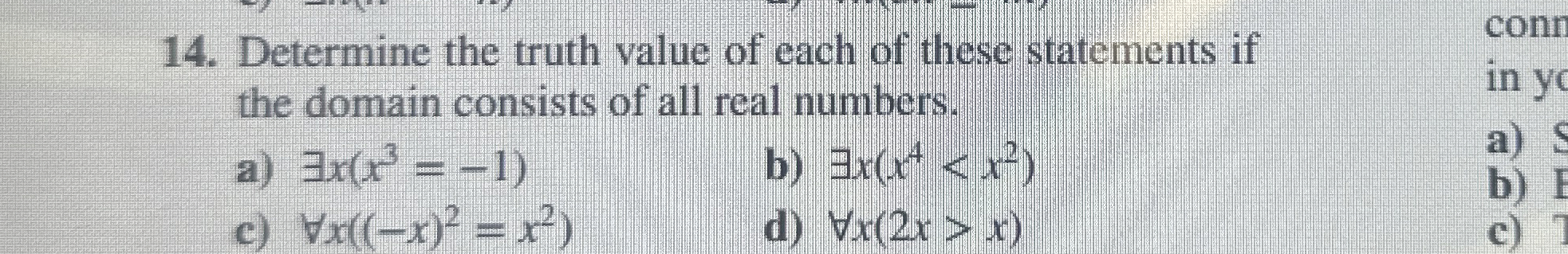 Solved Determine the truth value of each of these statements | Chegg.com