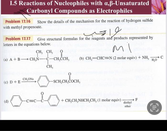Solved I.5 Reactions of Nucleophiles with α,β-Unsaturated | Chegg.com