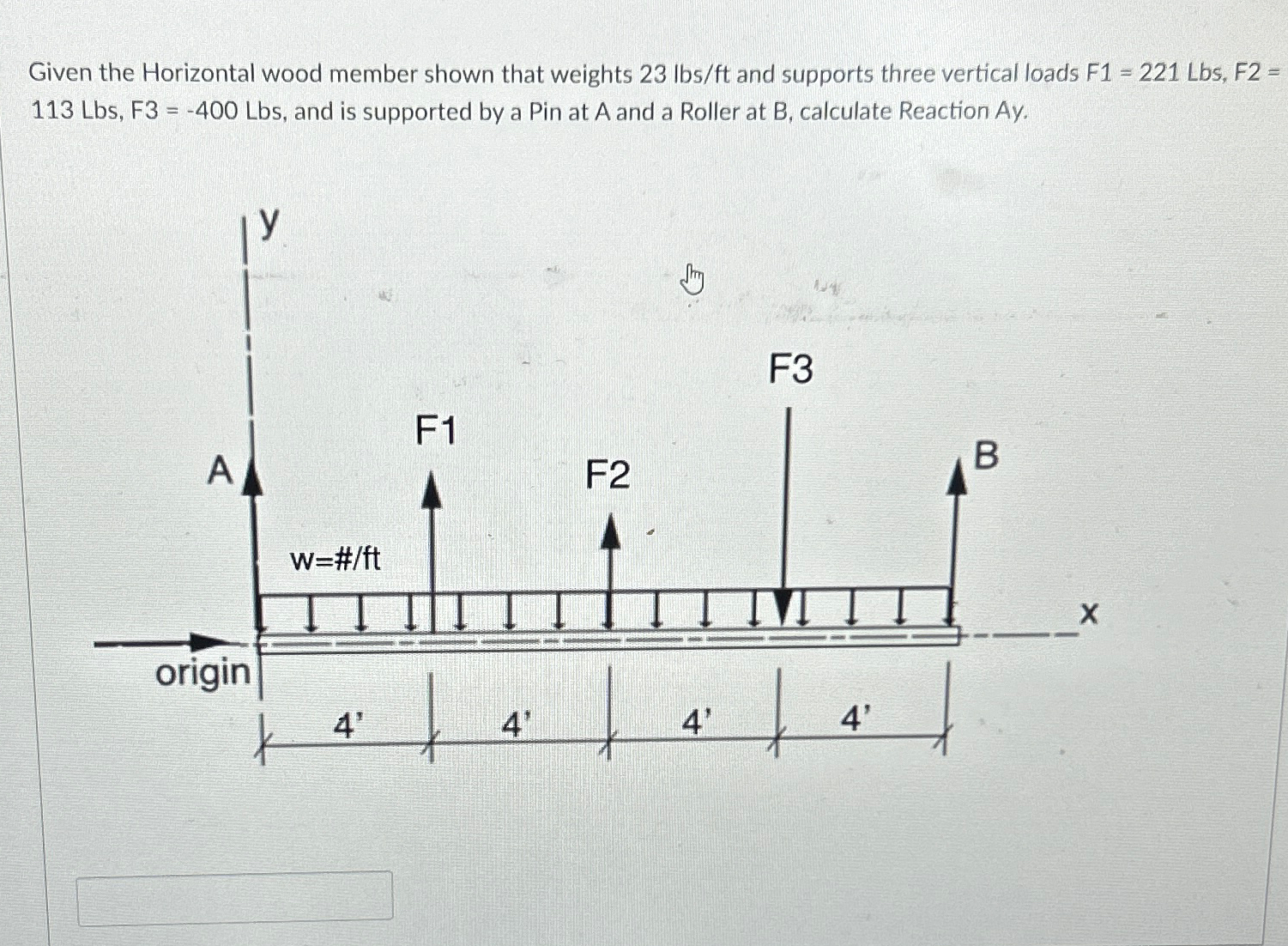 Solved Given the Horizontal wood member shown that weights | Chegg.com