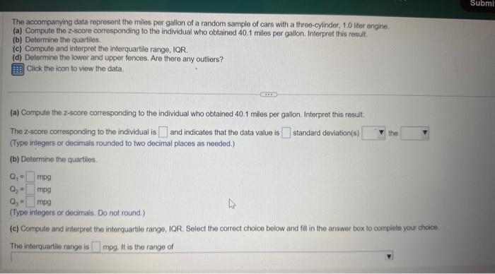 Solved (c) Compute and interpret the interquartile range, | Chegg.com