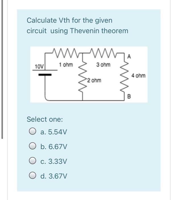 Solved Calculate Vth for the given circuit using Thevenin | Chegg.com