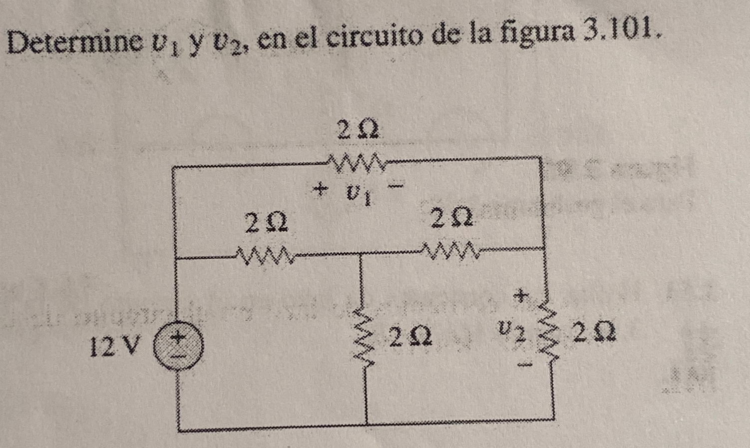 Solved Determine v1 ﻿y v2, ﻿en el circuito de la figura | Chegg.com