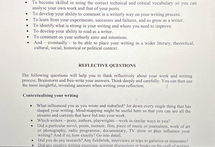 Solved WRITING YOUR CRITICAL REFLECTION Priscilla Morris | Chegg.com