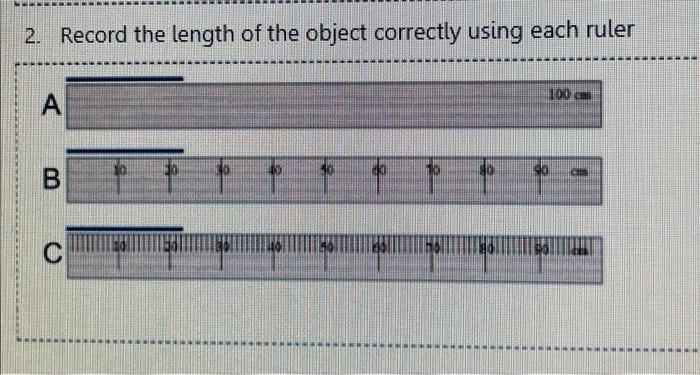 Solved 2. Record the length of the object correctly using | Chegg.com