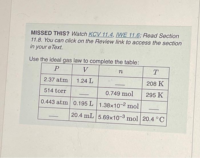 Solved MISSED THIS? Watch KCV 11.4, IWE 11.6; Read Section | Chegg.com