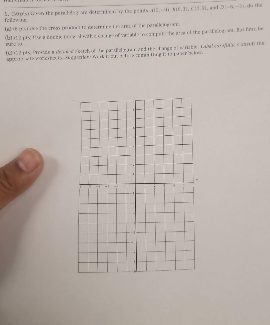 Solved 1. (30 pts) Given the parallelogram determined by the | Chegg.com