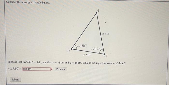 Solved Consider the non-right triangle below. ZBCA B acm | Chegg.com
