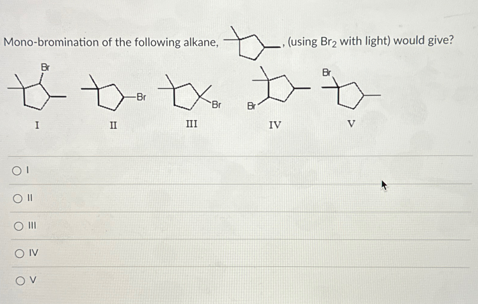 Solved Mono-bromination of the following alkane, (using Br2 | Chegg.com
