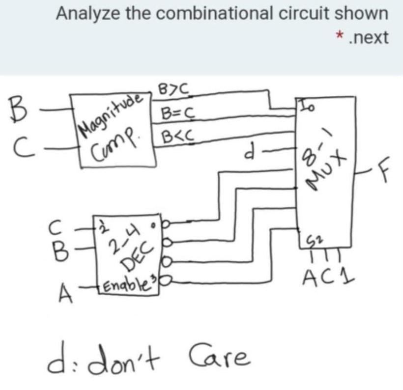 Solved Analyze the combinational circuit shown *.next B В | Chegg.com