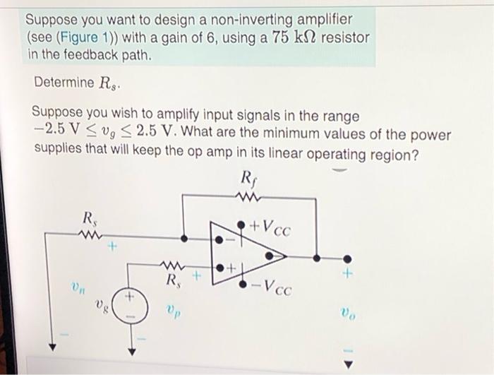 Solved Suppose you want to design a non-inverting amplifier | Chegg.com