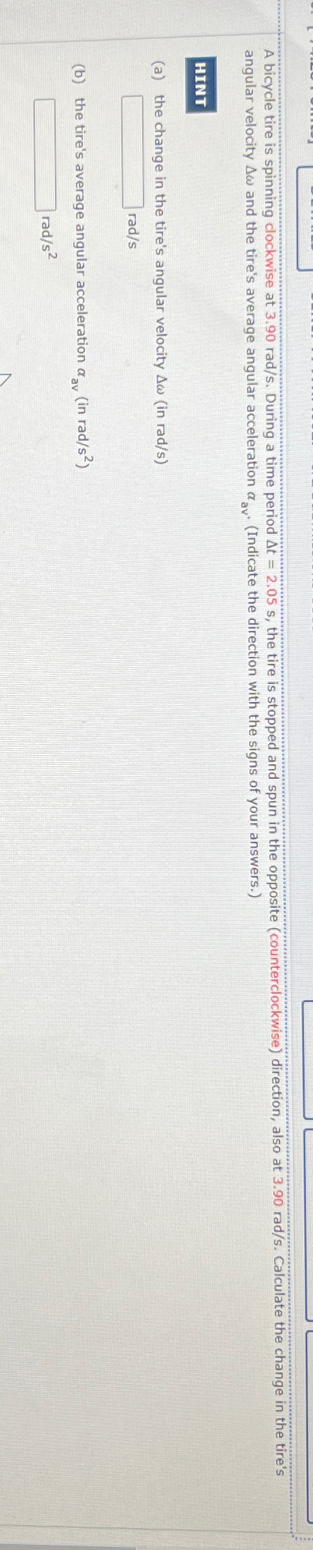 angular velocity \\\\Delta \\\\omega and the tire's | Chegg.com