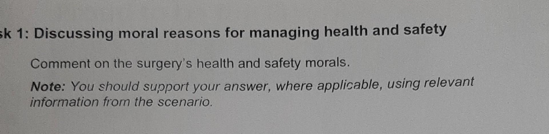 Solved 1: Discussing moral reasons for managing health and | Chegg.com