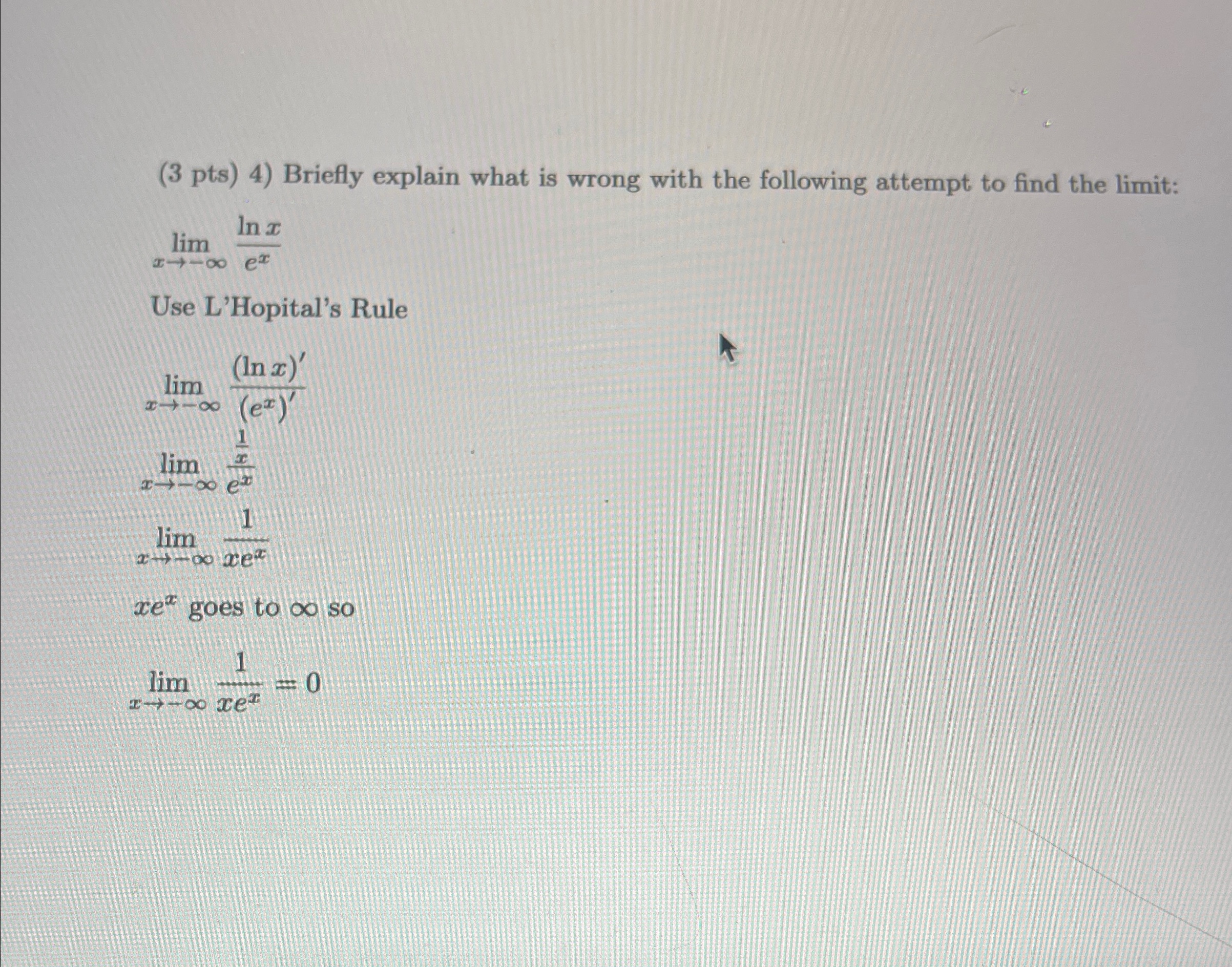 Solved (3 ﻿pts) 4) ﻿Briefly explain what is wrong with the | Chegg.com