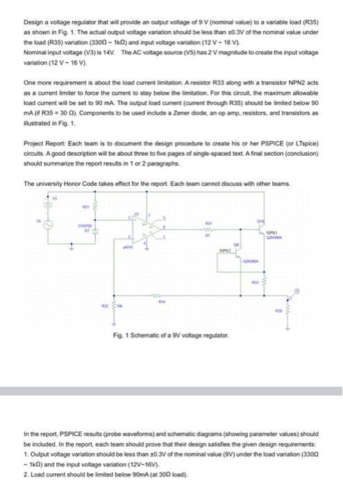 Solved Design a voltage regulator that will provide an | Chegg.com