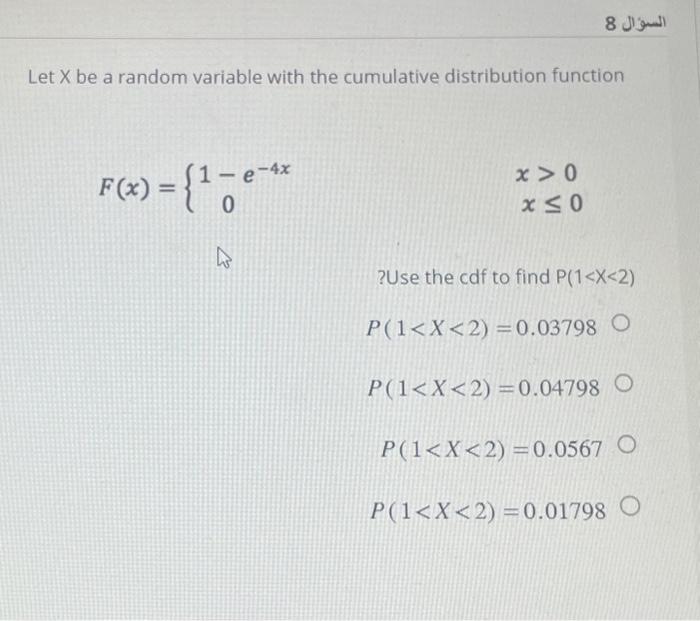Solved Let X be a random variable with the cumulative | Chegg.com