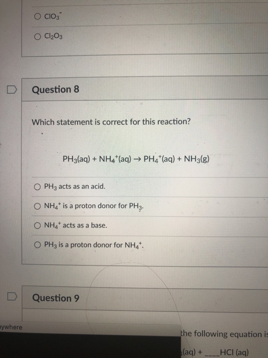 Solved O CIO3 O Cl2O3 D Question 8 Which statement is | Chegg.com