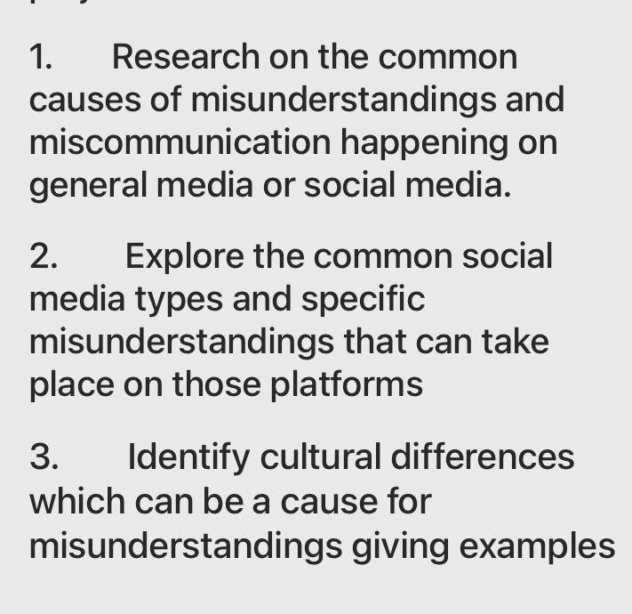 Solved 1. Research on the common causes of misunderstandings | Chegg.com