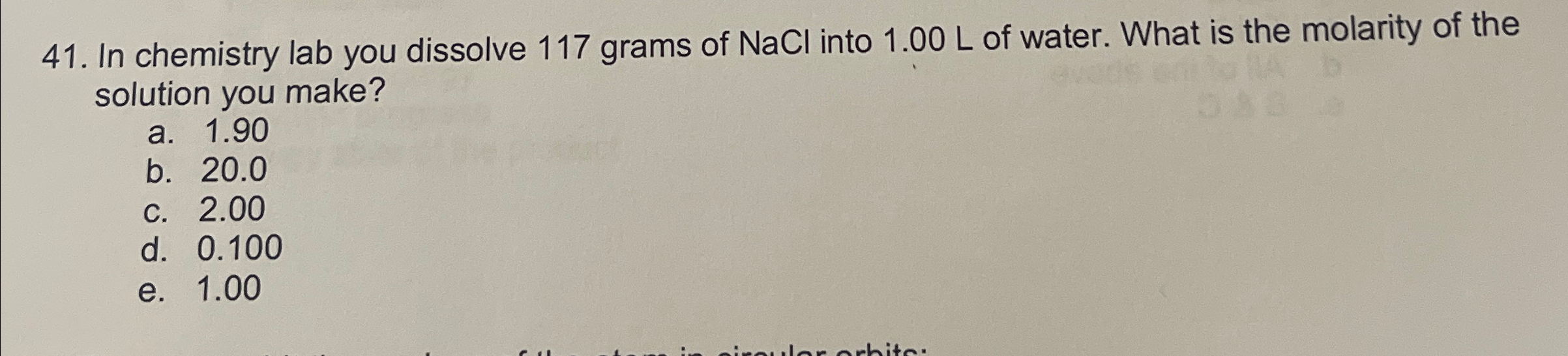 In chemistry lab you dissolve 117 ﻿grams of NaCl into | Chegg.com