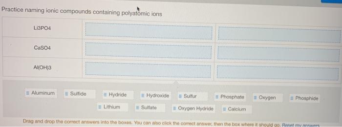 Solved Practice naming ionic compounds containing polyatomic | Chegg.com