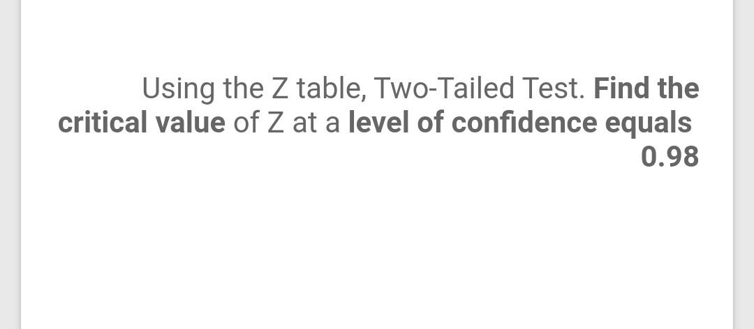 Solved Using the Z table, Two-Tailed Test. Find the critical | Chegg.com