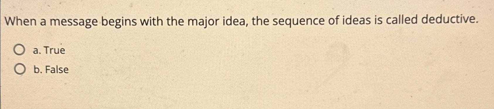 Solved When a message begins with the major idea, the | Chegg.com