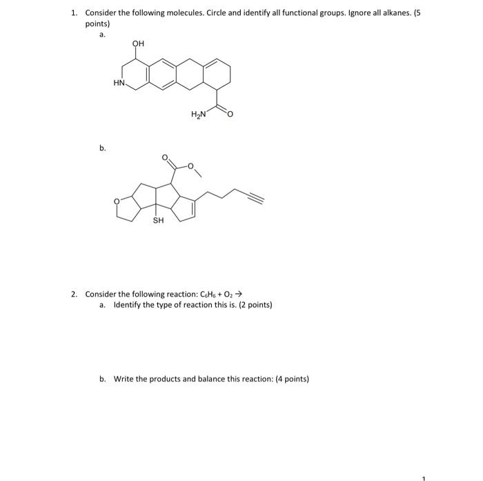 Solved 1. Consider the following molecules. Circle and | Chegg.com