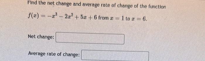Solved Find the net change and average rate of change of the | Chegg.com