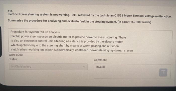 Solved \#15. Scenario - Engine light is ON. DTC P0551/P0550 | Chegg.com