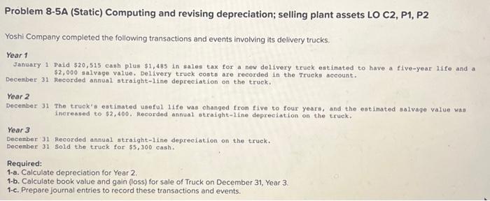 Solved Problem 8-5A (Static) Computing and revising | Chegg.com