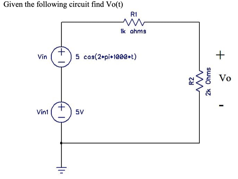 Solved Given the following circuit find Vo(t) | Chegg.com