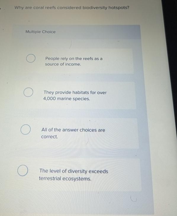 Solved Why are coral reefs considered biodiversity | Chegg.com