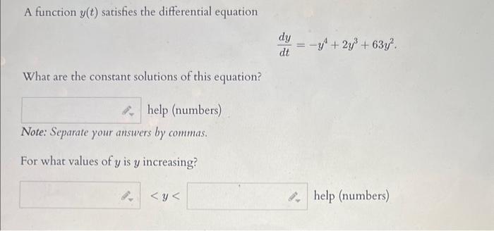 Solved A function y(t) satisfies the differential equation | Chegg.com