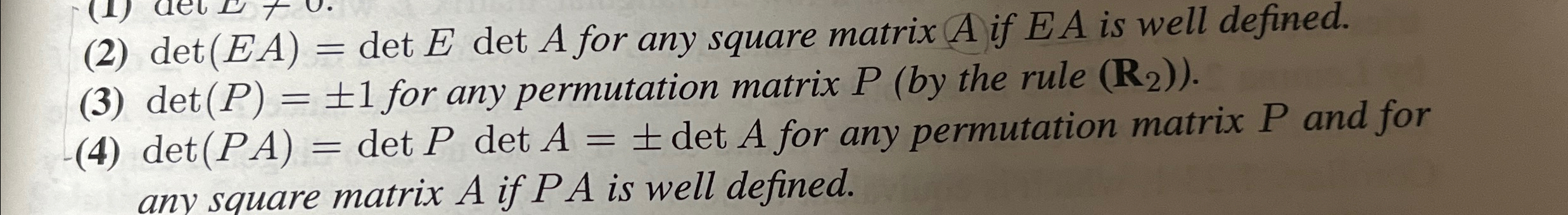 (2) ﻿det(EA)=detEdetA for any square matrix A ﻿if EA | Chegg.com