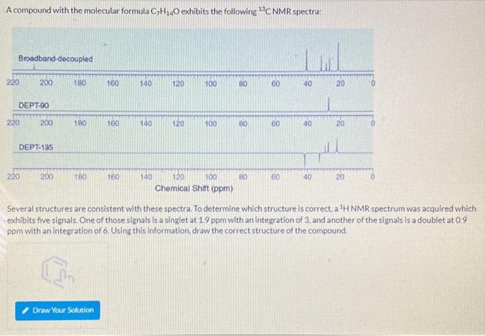 Solved A compound with the molecular formula C7H14O exhibits | Chegg.com