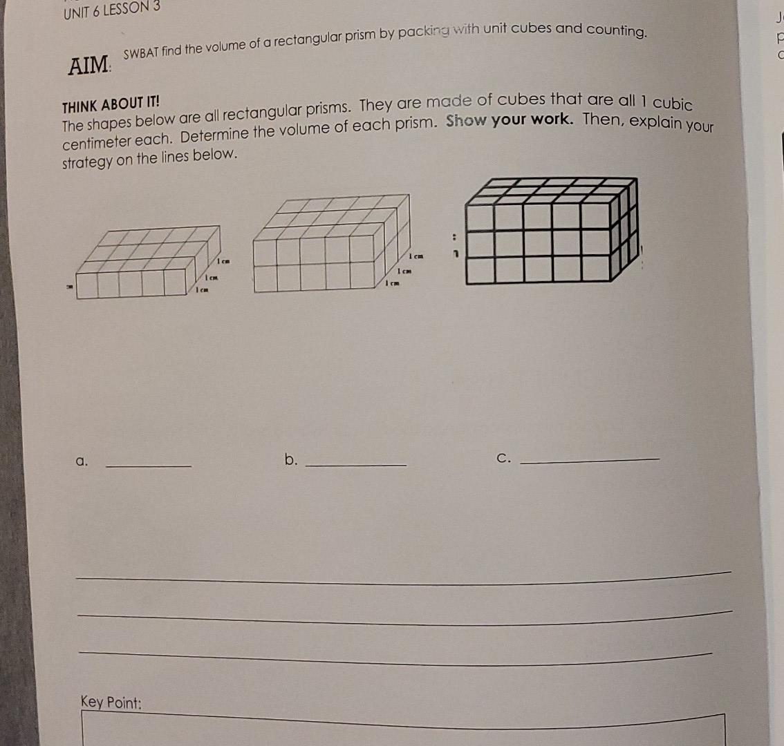 Solved UNIT 6 LESSON J SWBAT find the volume of a | Chegg.com