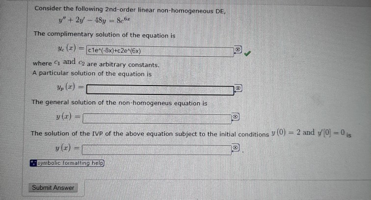 Solved Consider the following 2nd-order linear | Chegg.com