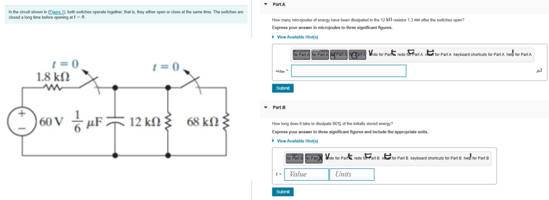Solved In the circuit shown in (Figure 1), ﻿both switches | Chegg.com