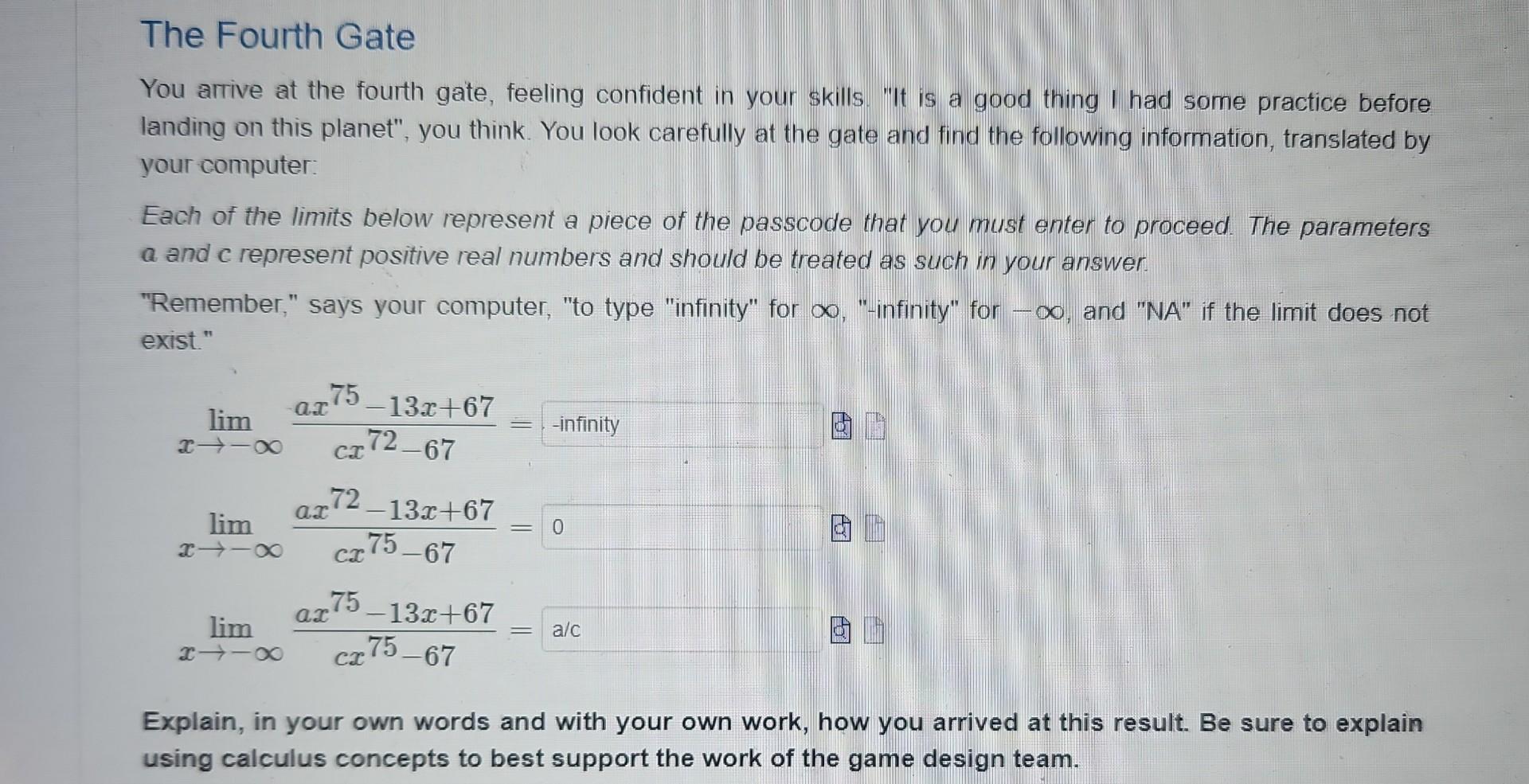 Solved You arrive at the fourth gate, feeling confident in | Chegg.com