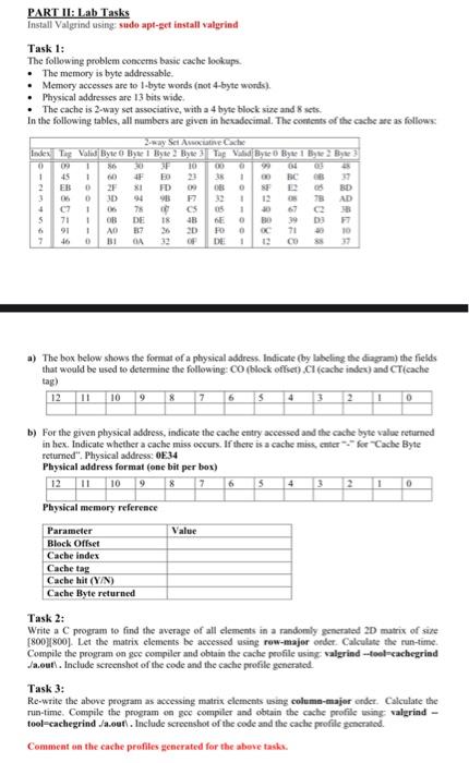 Solved PART II: Lab Tasks Install Valgrind using: sudo | Chegg.com