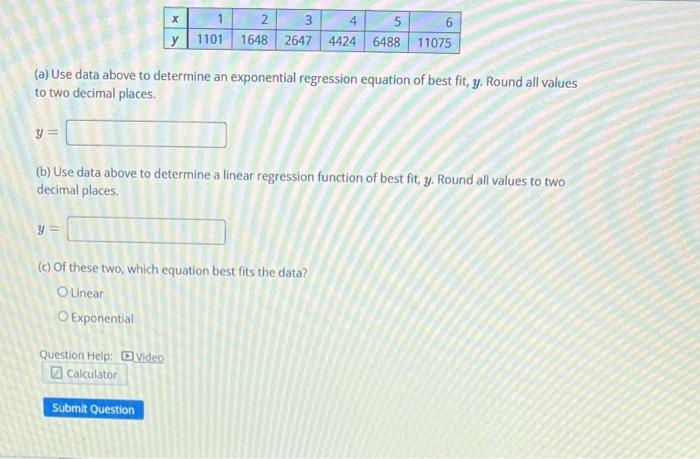 Solved (a) Use data above to determine an exponential | Chegg.com