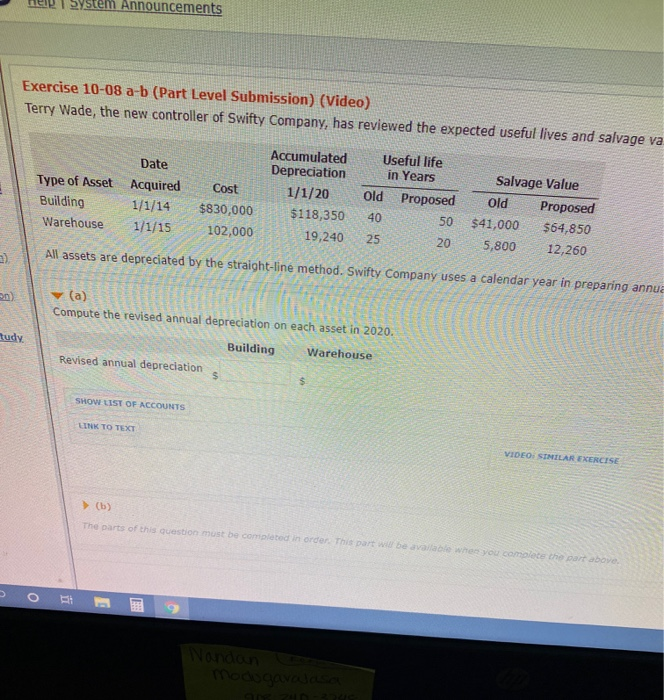 Solved System Announcements Exercise 10-08 a-b (Part Level | Chegg.com