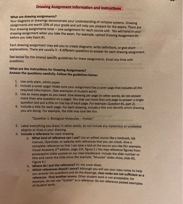 Drawing Assignment Information and Instructions What | Chegg.com