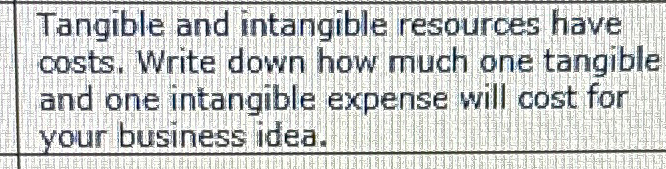Solved Tangible and intangible resources have costs. Write | Chegg.com
