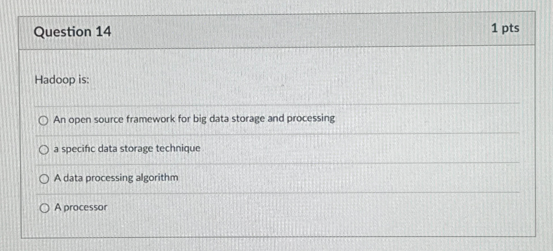 Solved Question 141 ﻿ptsHadoop is:q,An open source framework | Chegg.com