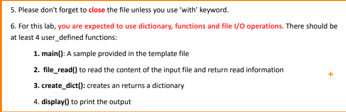 Solved Topics: Functions, Files Read and write, Dictionary | Chegg.com
