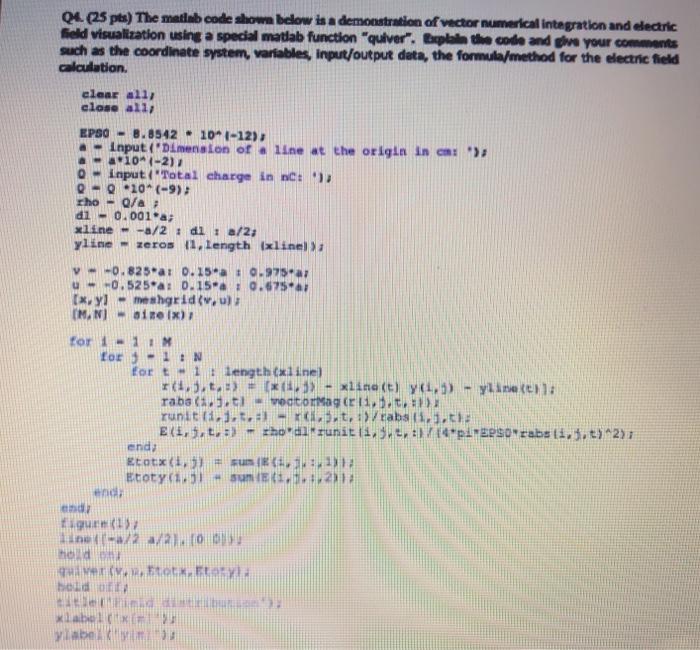 04. (25 pts) The matlab code shown below is a | Chegg.com